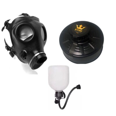 KYNG Gas Mask Face Respirator Mask w/Charcoal 40mm FILTER/HOSE/BOTTLE ...