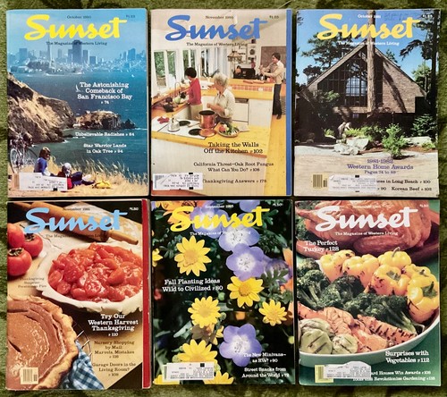 SUNSET Magazine LOT of 6 VTG Autumn Issues - Oct/Nov 1980, 1981 & Sept ...