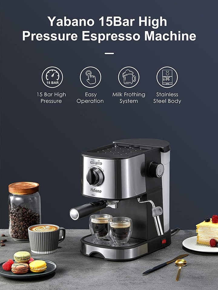 Yabano 15 Bar Espresso Machine with Milk Frother/Steamer Wand | eBay