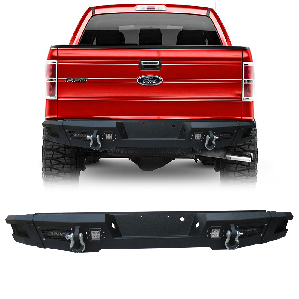 Vijay For 2009-2014 Ford F150 Steel Front/Rear Bumper W/Winch Plate&LED ...