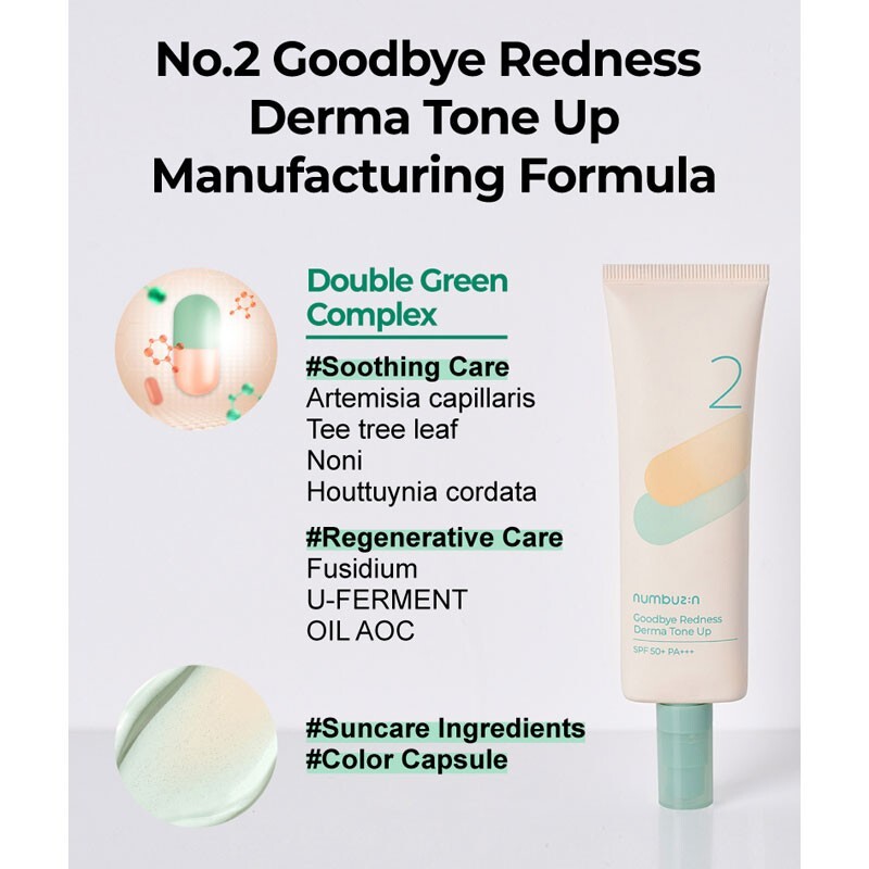 NUMBUZIN No.2 Goodbye Redness Derma Tone Up Cream SPF50+ PA+++ 50ml /4 ...