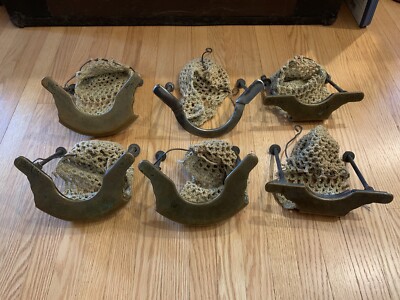 Lot Of 6 Vintage Or Antique Pool Table Pocket Irons with Netting | eBay