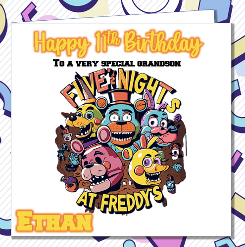 Personalised Five Nights at Freddy's Birthday Card FNAF Gamer Gaming ...