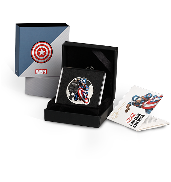 Pamp Mmtc Marvel Captain America 1 oz Colorized Silver Coin (Capsule ...
