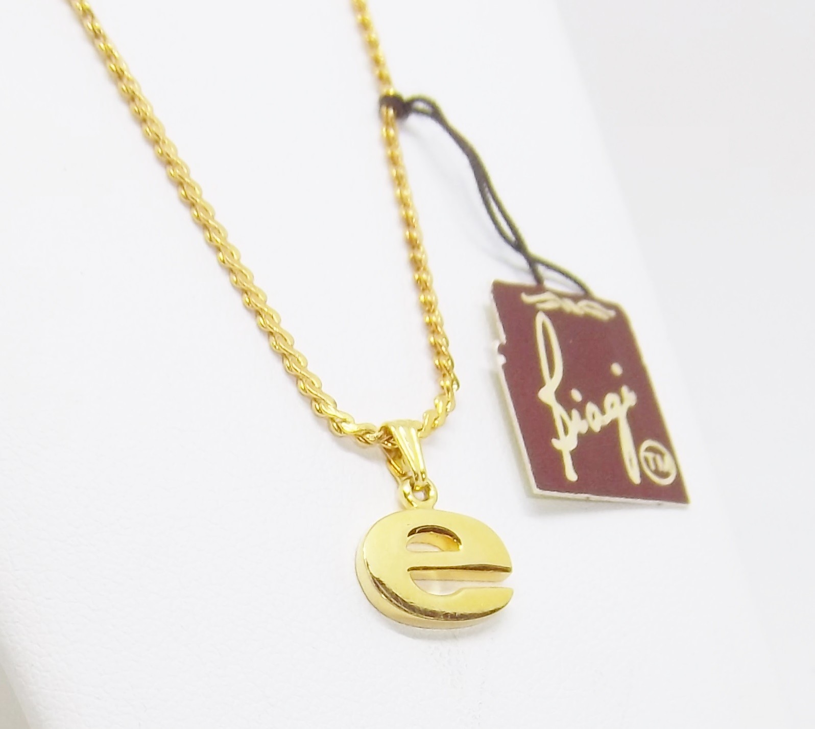 VTG Signed Biagi Gold Tone Necklace Letter E INITIAL & 15 in. Chain ...