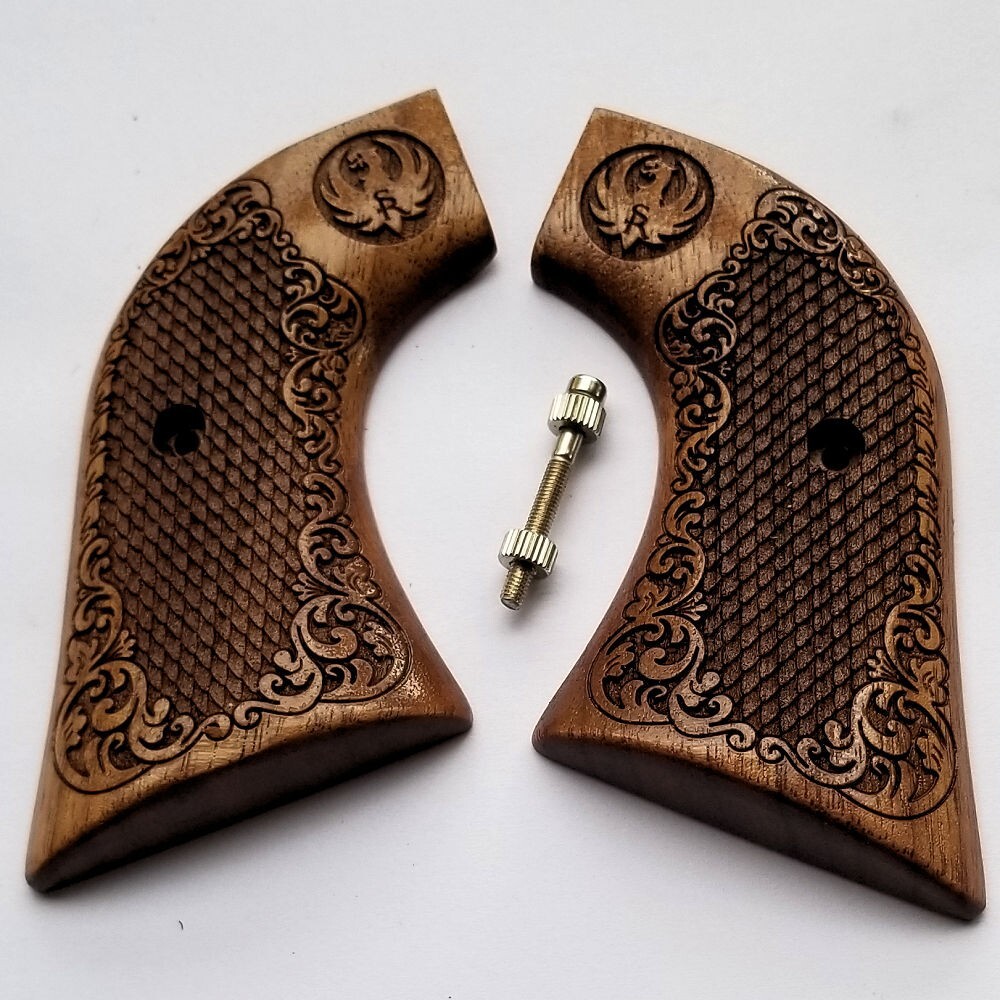 Ruger Vaquero Blackhawk Wrangler Engraved Walnut Wood Grips XR3-RED ...