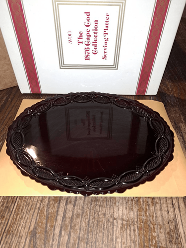 Vintage 1986 Avon Cape Cod Collection Ruby Red Cranberry Glass Serving ...