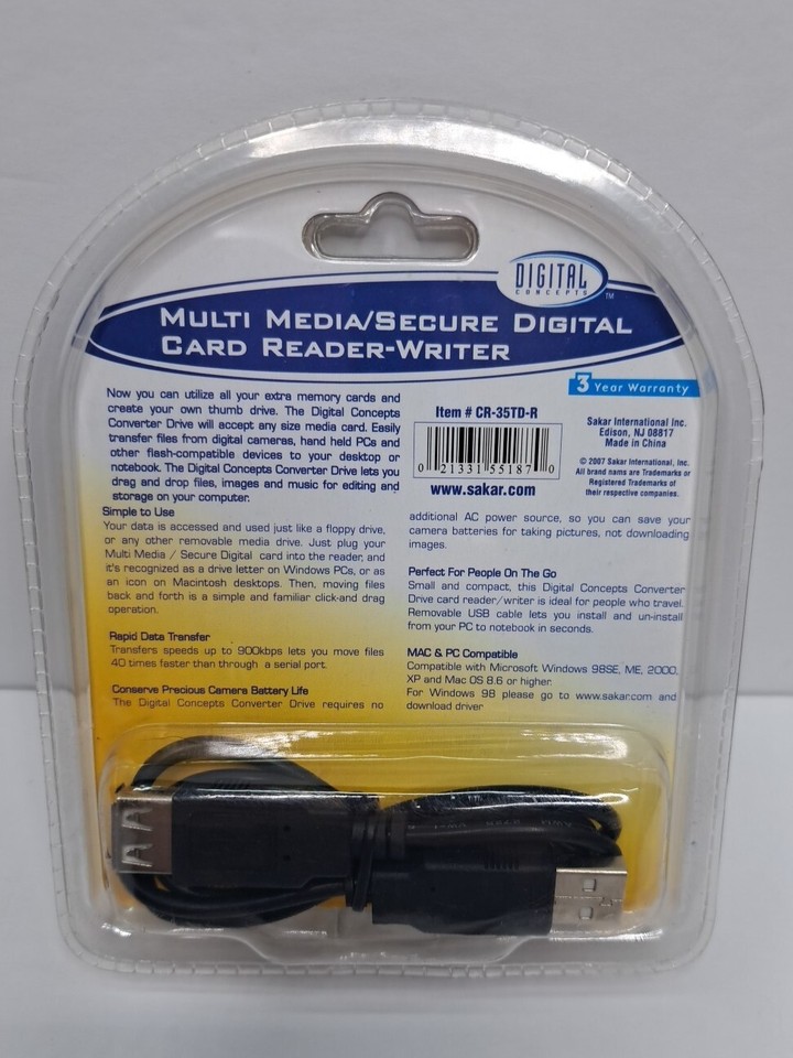 DIGITAL CONCEPTS MULTI MEDIA/SECURE DIGITAL USB 2.0 SDHC&MMSD CARD ...