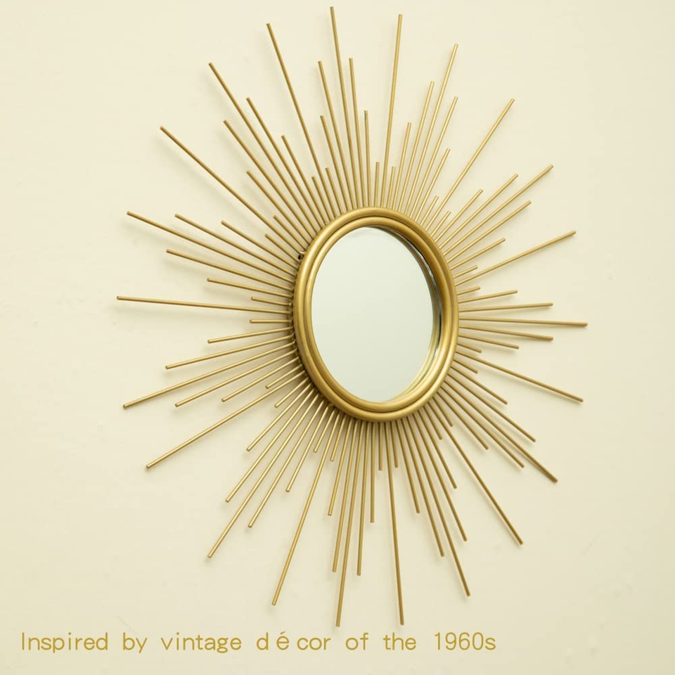 Sunburst Mirror, 24" Boho Mirror, Gold Sun Decorative Mirrors for Wall ...