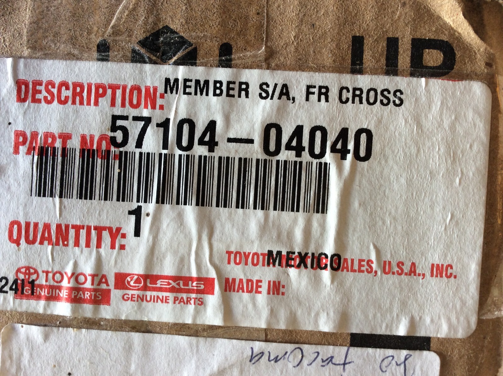 Genuine Toyota Tacoma Lower Tie Bar 57104-04040 for sale online | eBay