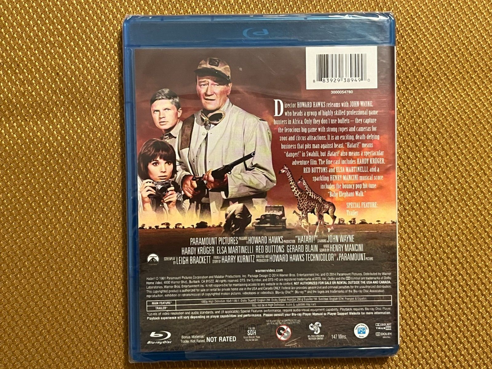 Hatari Blu-ray Region A New & Sealed! John Wayne Classic! 883929389490 | eBay