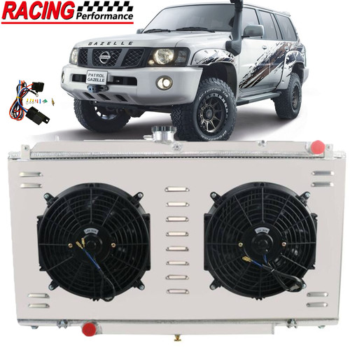 3ROW Radiator+Shroud+Fan Fit Nissan Patrol GU Y61 TD42 2.8/3.0 4.2 ...