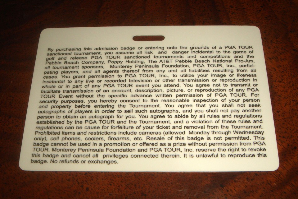 Vintage 2006 PEBBLE BEACH GOLF LINKS AT&T NATIONAL PRO AM Guest Badge ...