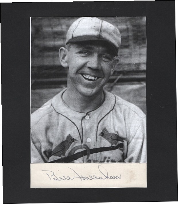 1925-36 BILL HALLAHAN AUTOGRAPHED CUT ON 4X6 W/CARDINALS PHOTO d.1981 ...