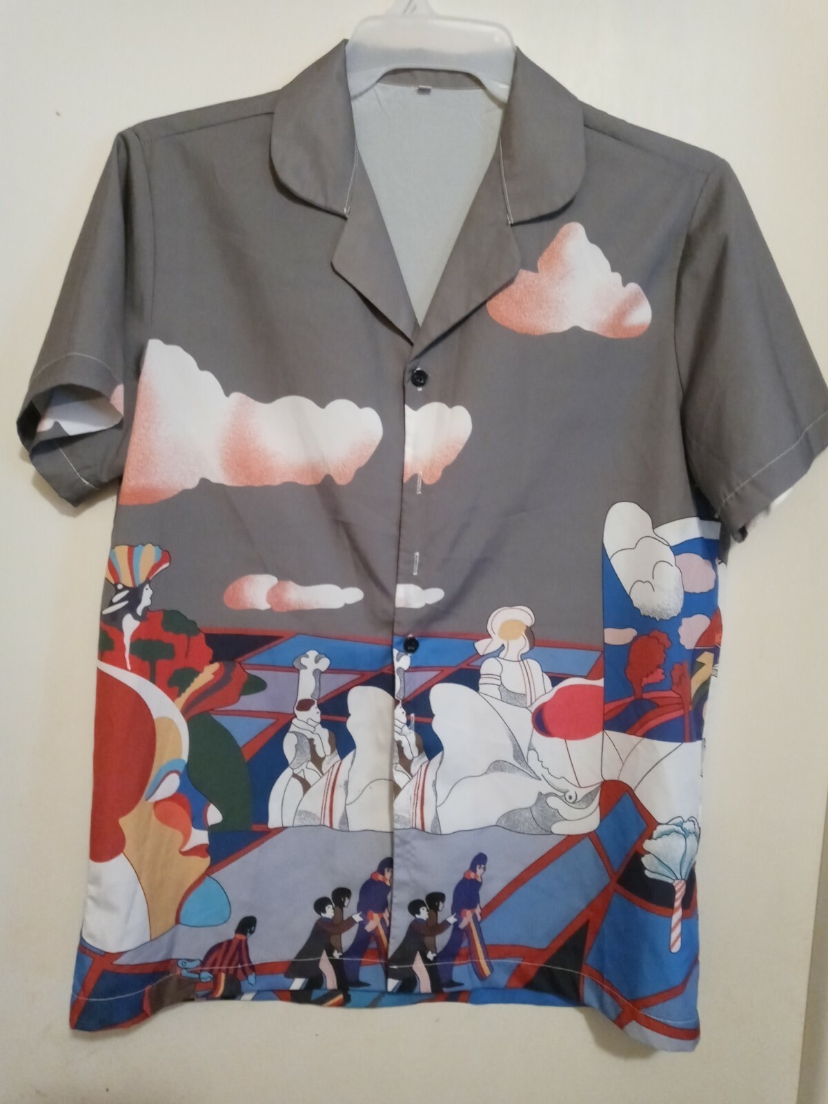 Shein Men's Colorful Button Up Shirt. Fantasy Beatles. Size M | eBay