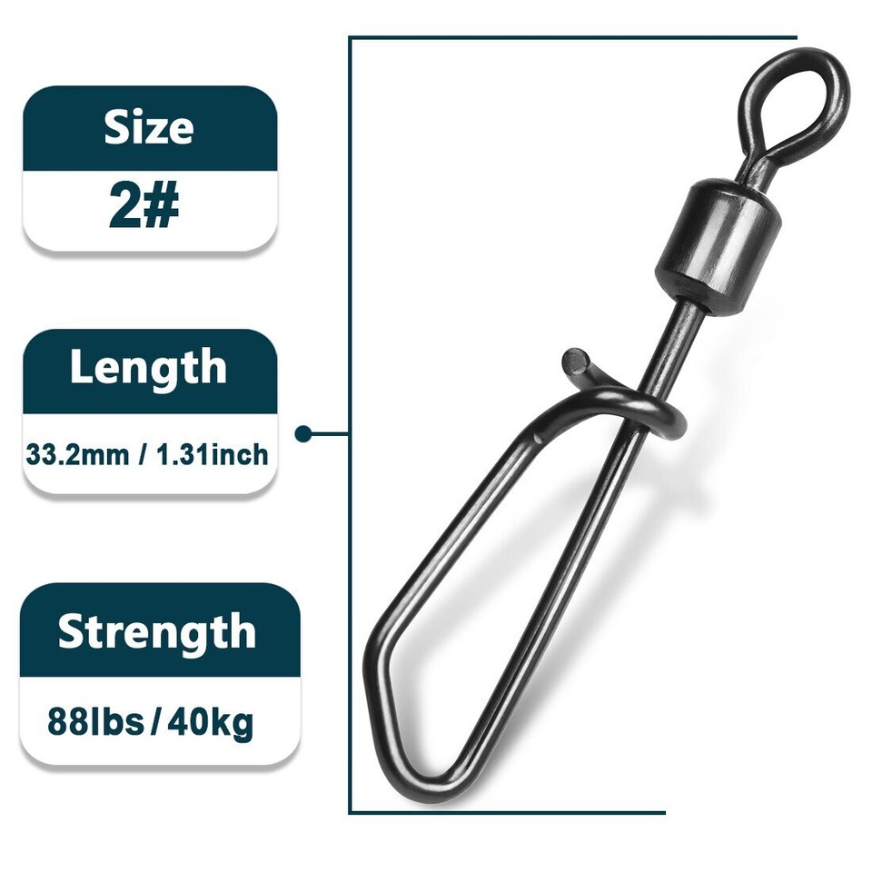 25~100Pcs Rolling Swivels Clip-on Link Lock Swivels Coastlock Fishing ...