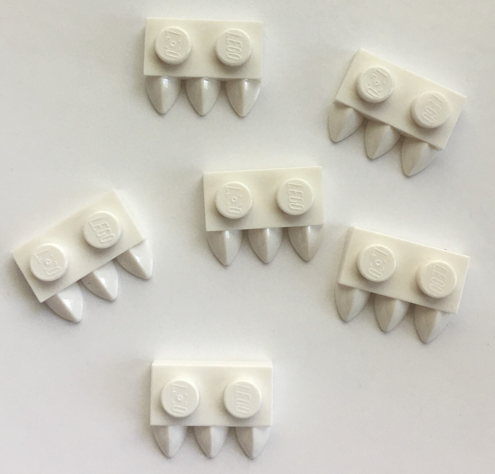 LEGO Modified Plate w/3 Teeth 1x2 - PN 15208 - White - 6 Pcs - New | eBay