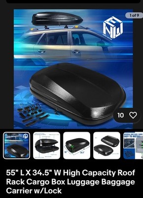 Car Roof Box Rooftop Cargo Carrier Roof Mount Storage Box Black | eBay