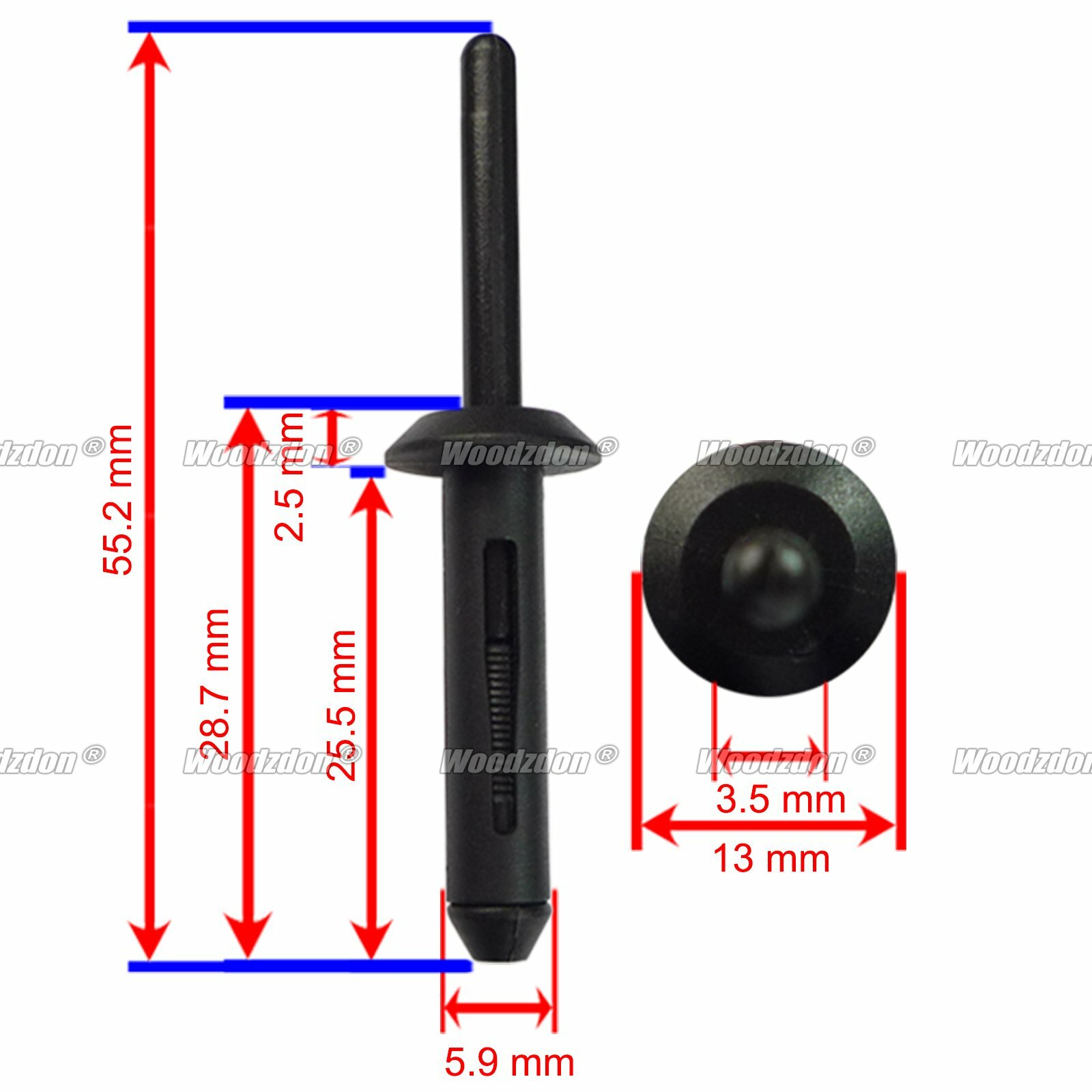 20 Nylon Blind Rivet Clip Bumper Cover Retainer 15/64" Hole Fits For GM ...