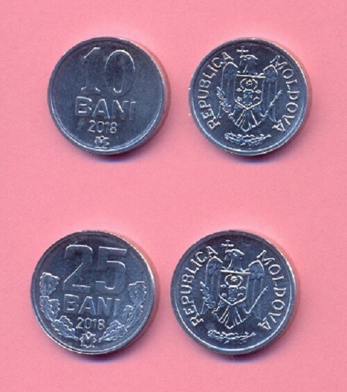 Moldova small coins set 1996, 2008, 2018 1-5-10-25-50 bani Uncirculated ...