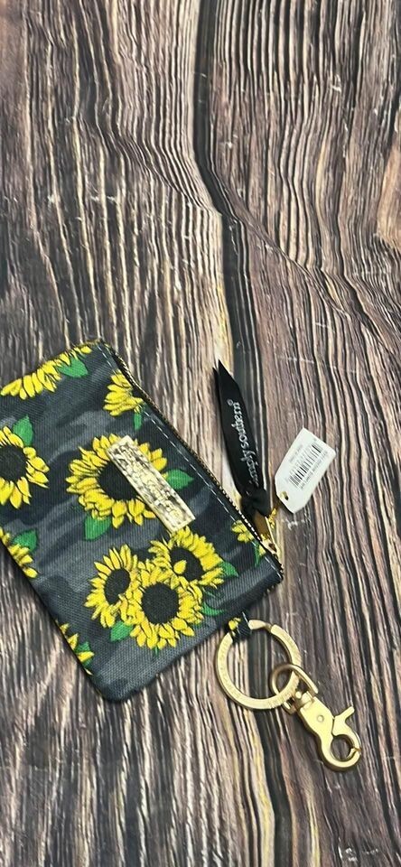 Simply Southern ID Wallet Card Holder Keyring Clip Zipper Sunflower NWT ...