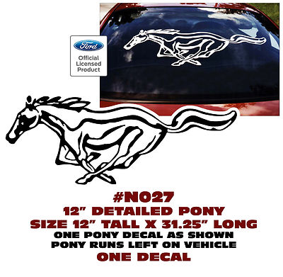 N027 MUSTANG - DETAILED RUNNING PONY DECAL - 12" TALL - LICENSED - ONE ...