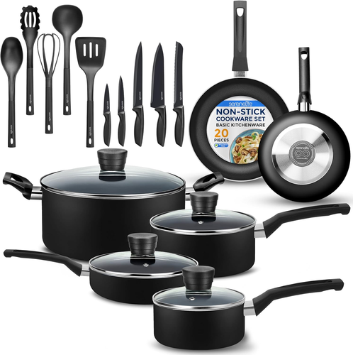 Kitchenware Pots & Pans Basic Kitchen Cookware, Black Non-Stick Coating ...