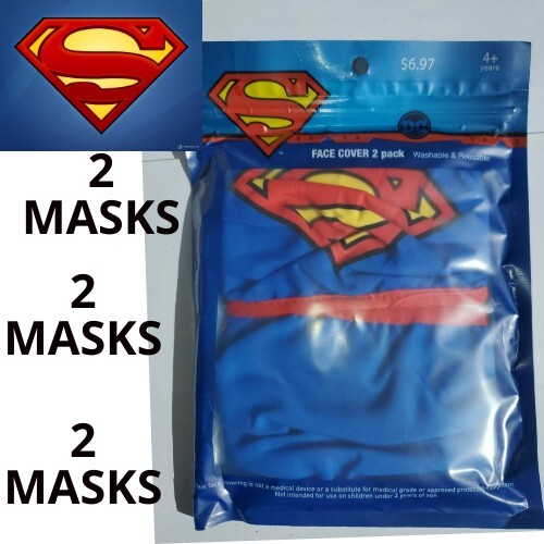 2 pc Superman Face Masks Cover Washable Reusable Youth One Size 4 + | eBay