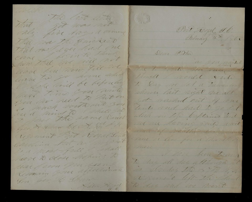CIVIL WAR LETTER - 3rd NH Infantry - "Mosquito" Navy Fleet at Port ...