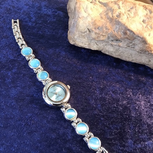 Vellaccio watch quartz Silver Tone water resist Blue face & stones ...