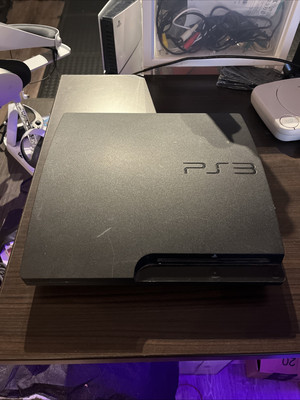Broken PS3 120GB Slim TURNS ON. BLUE SCREEN. WITH BOX. AS IS. READ ...