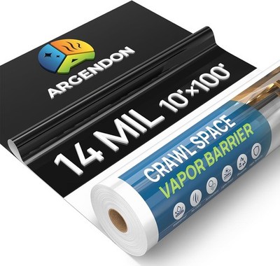 Argendon Crawl Space Vapor Barrier 14mil 10'x100' Cover 1000 sq.ft ...