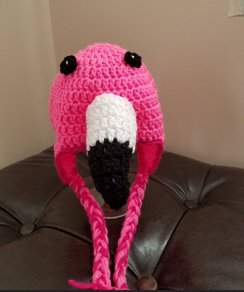 Flamingo crocheted hat, handmade, hot pink, Children's flamingo hat | eBay