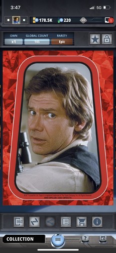 Star Wars Card Trader Epic Red Sapphire Sticker Han Solo Digital Card ...