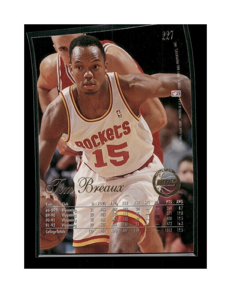 1994-95 Flair Houston Rockets Basketball Card #227 Tim Breaux | eBay