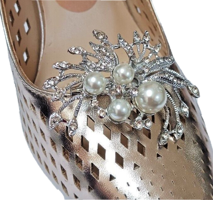Metal Shoe Clips with Rhinestone, Shoe Accessory, Silver Color | eBay