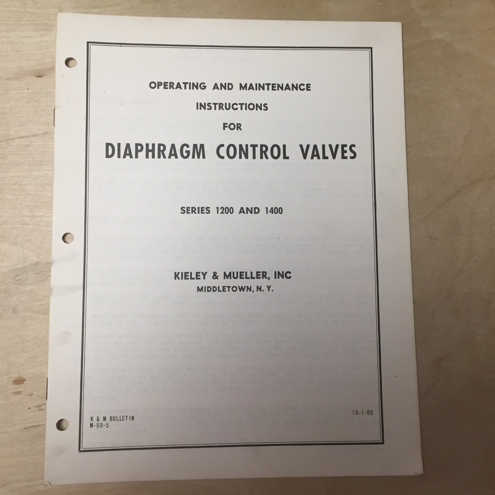 Kieley & Mueller Instruction Manual 1969 Series 1200 1400 Control ...