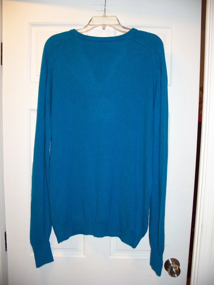 Thane Men's Size XL Vintage V Neck Soft Lightweight Long Sleeve Blue ...