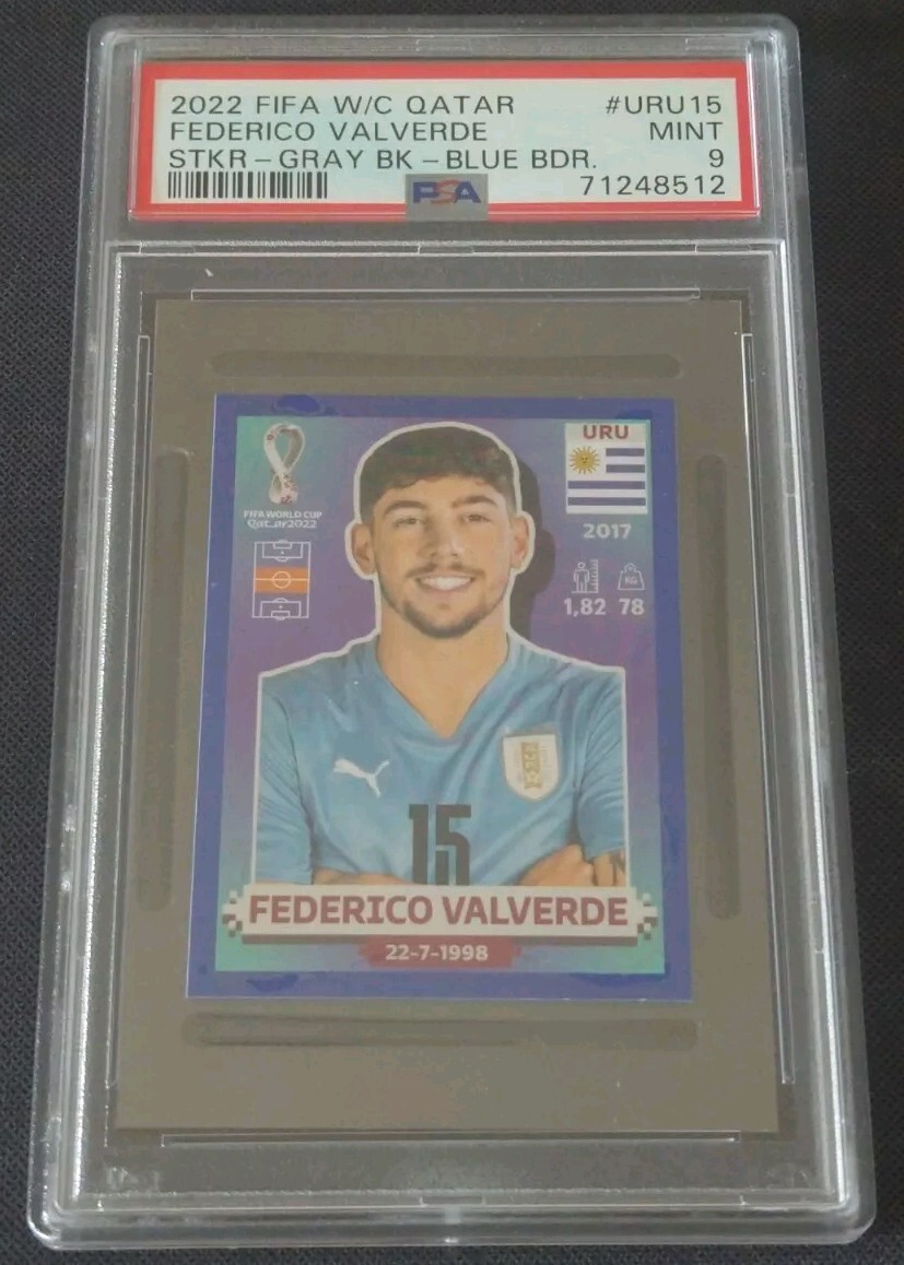 2022 FIFA W/C Qatar Sticker Blue Border Federico Valverde Gray Back PSA ...