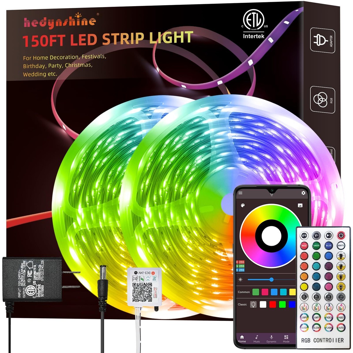Intertek Led Strip Lighting By LightBlueUSA 16FT 72W LED Tape Light