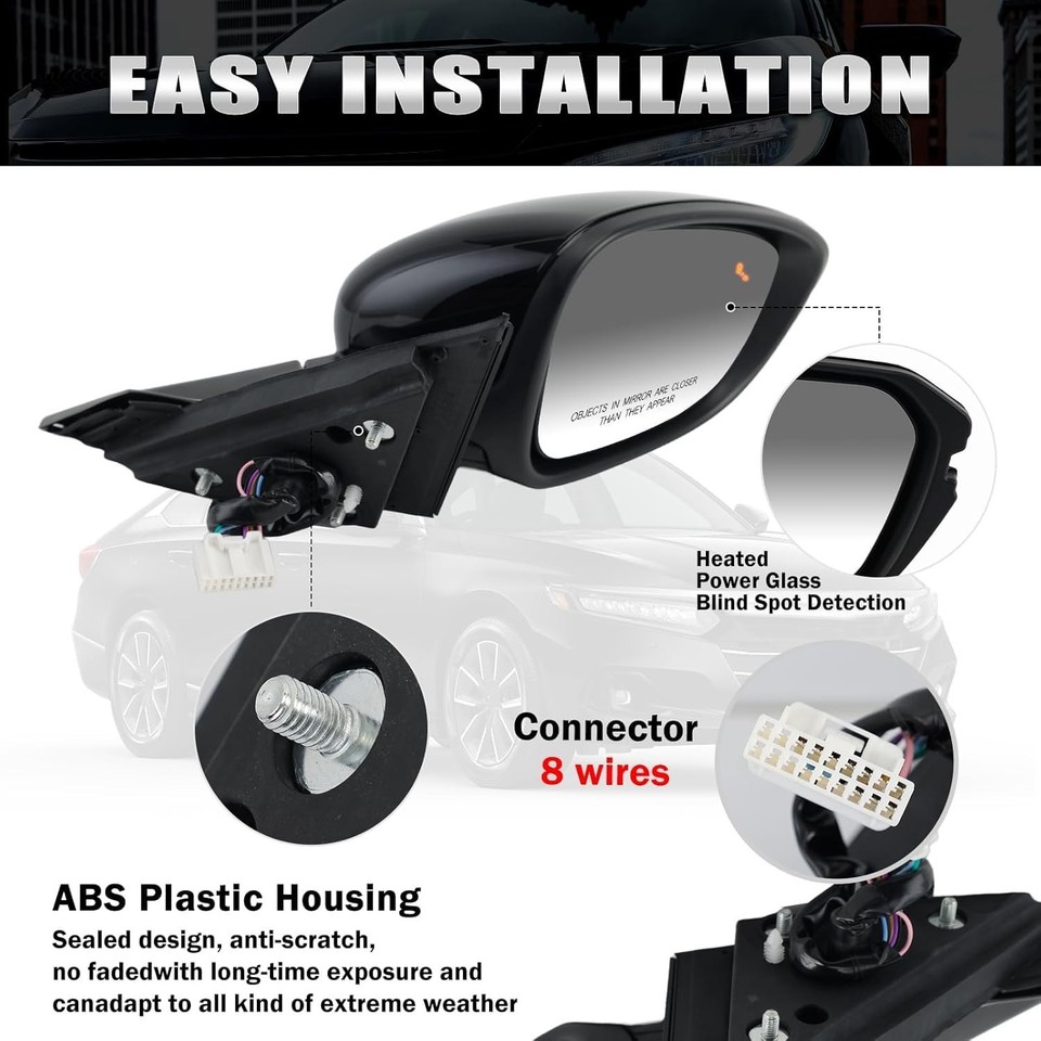 Right Passenger Side Mirror Compatible with Honda Accord 2018-2022 with ...