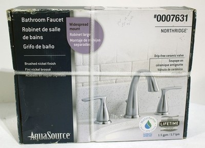 AquaSource Brushed Nickel 2-Handle Widespread Bathroom Faucet #0007631 ...