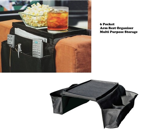 ORGANISER STORAGE ARM REST POCKET SOFA COUCH REMOTE HOLDER MAGAZINE ...