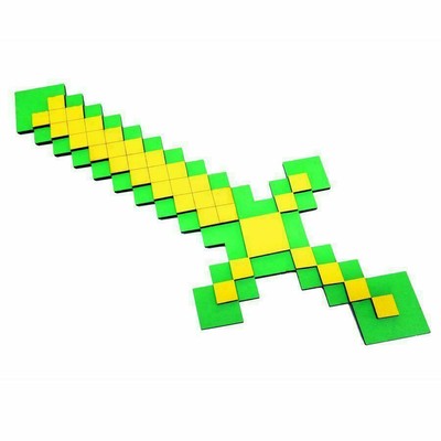 MINECRAFT Wooden Sword Green Yellow Diaments Gadget - Realistic and ...