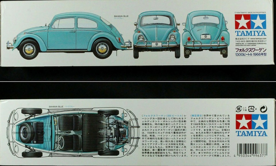 Tamiya 1:24 SCALE VW Volkswagen 1966 Beetle 1300 MODEL KIT #24136~MINT ...