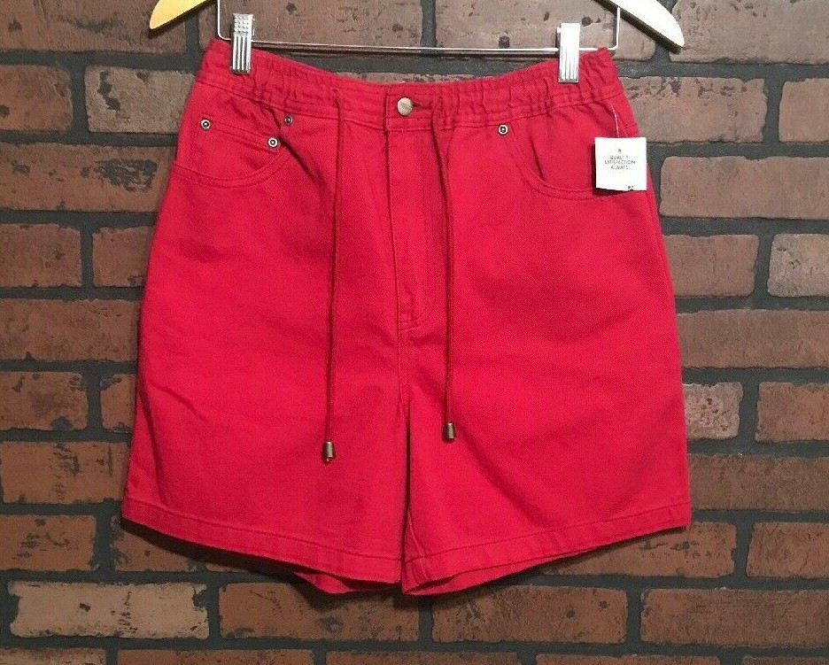 Basic Editions Drawstring Elastic Waist Red Shorts Women's Size 5/6 | eBay