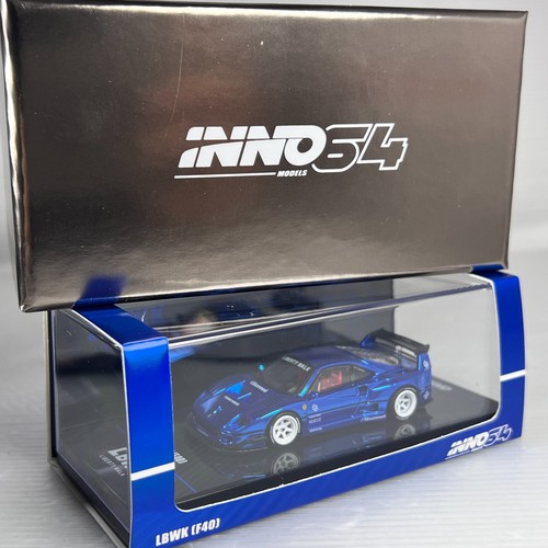 1/64 INNO64 Ferrari F40 LBWK Widbody Chrome Blue Chase Car 2023 IN64 ...