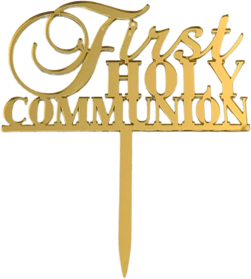 First Holy Communion Acrylic Gold Cake Topper Holy Communion Baptism ...