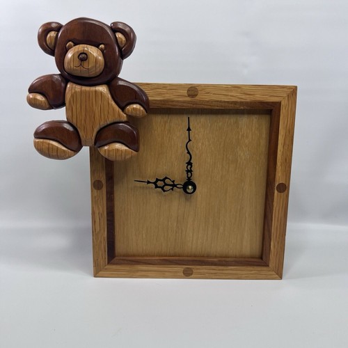 Vintage Handmade Wooden Teddy Bear Clock Working | eBay