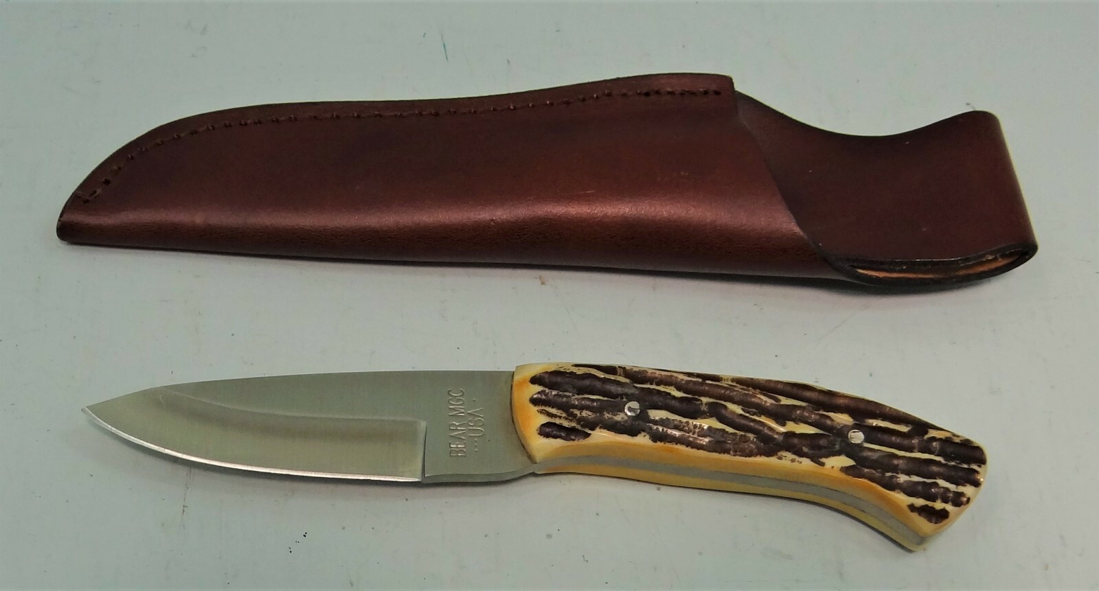 Bear MGC Fixed Blade Skinner w/Leather Sheath, 4 Dot | eBay